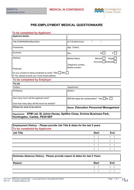 Medical form - Coates Primary School
