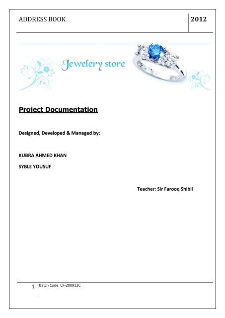 ADDRESS BOOK 2012 Project Documentation - Aptech Computer ...