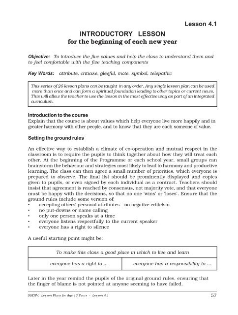 INTRODUCTORY LESSON - Sathya Sai Education in Human Values