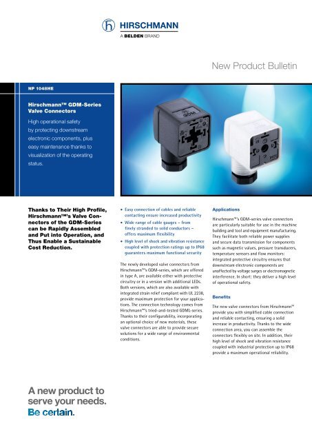 Hirschmann™ GDM-Series Valve Connectors