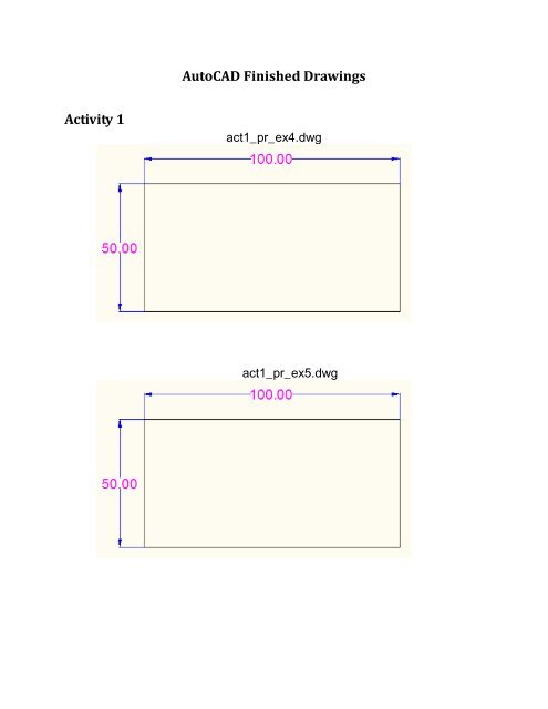 AutoCAD Finished Drawings Activity 1 - Fredericton High School