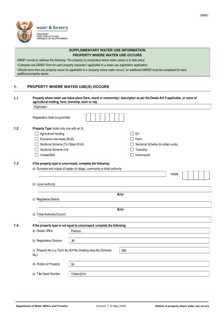 Appendix B76 - Water use licence application forms ... - Zitholele.co.za