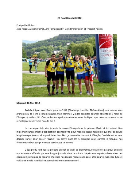 CR Raid Hannibal 2012 Equipe Raid&: Julia Riegel, Alexandra ...