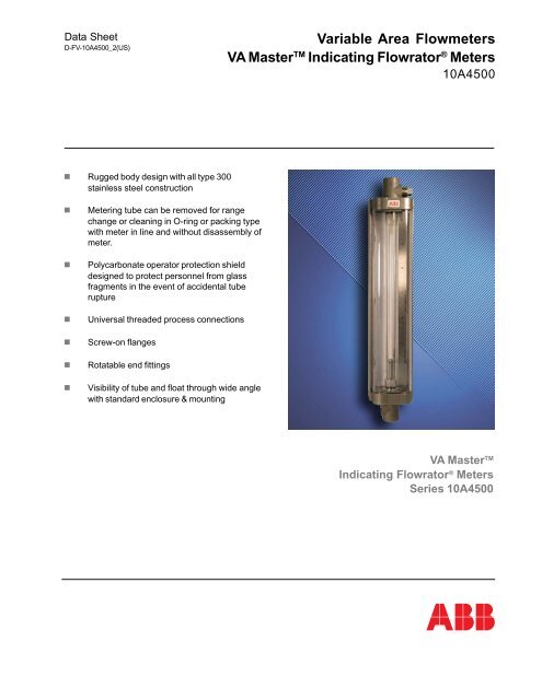 Variable Area Flowmeters VA MasterTM ... - Industrial Controls
