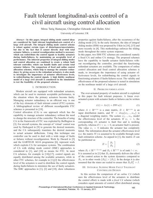 Fault tolerant longitudinal-axis control of a civil aircraft using ...