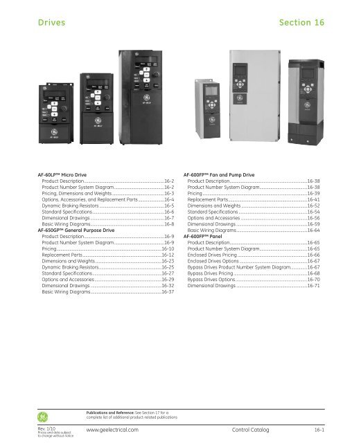 GE Control Catalog - Section 16: Drives - Industrial Controls
