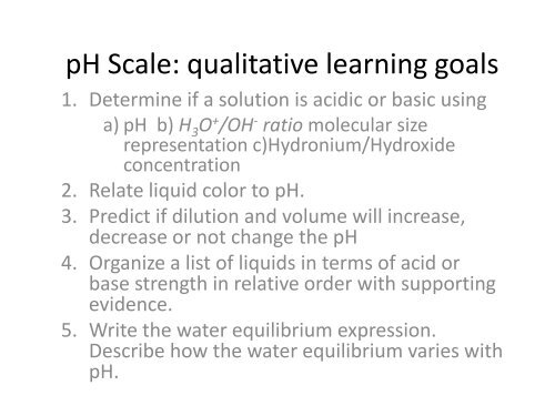 pH Scale: qualitative learning goals - PhET