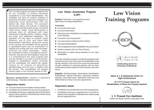 Low Vision Awareness Program - LV Prasad Eye Institute