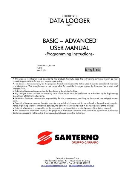 DATA LOGGER BASIC â ADVANCED USER MANUAL - Santerno
