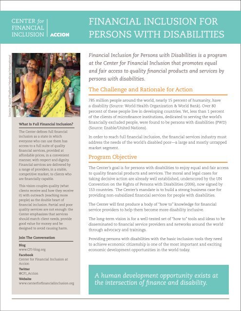 financial inclusion for persons with disabilities - Center for ...
