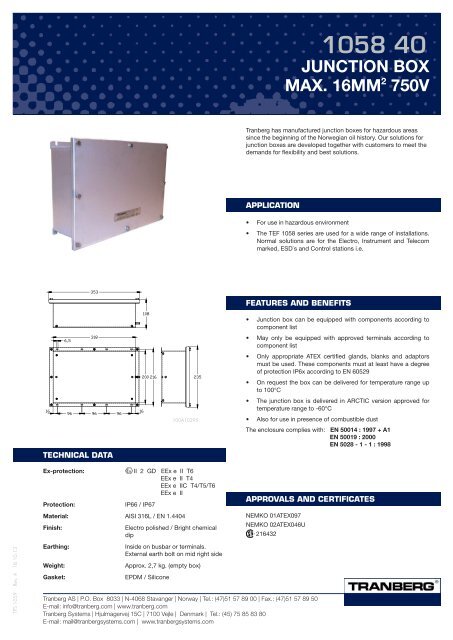 Datasheet - Tranberg
