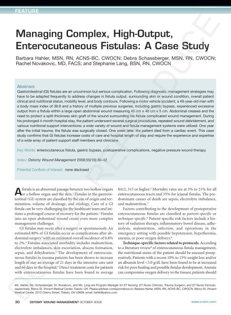 Managing Complex, High-Output, Enterocutaneous Fistulas: A Case ...