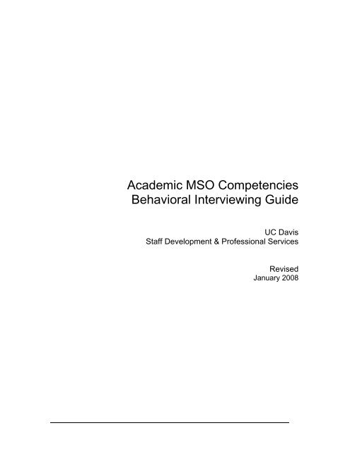 Academic MSO Competencies Behavioral Interviewing Guide