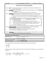 Factoring Trinomial Squares with Leading Coefficient of 1 worksheet