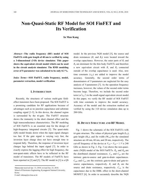 Non Quasi Static Rf Model For Soi Finfet And Its Verification Jsts