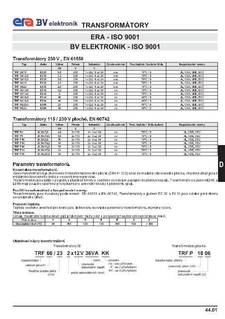 TRANSFORMÃ TORY BV ELEKTRONIK - ISO 9001 ERA - ISO 9001