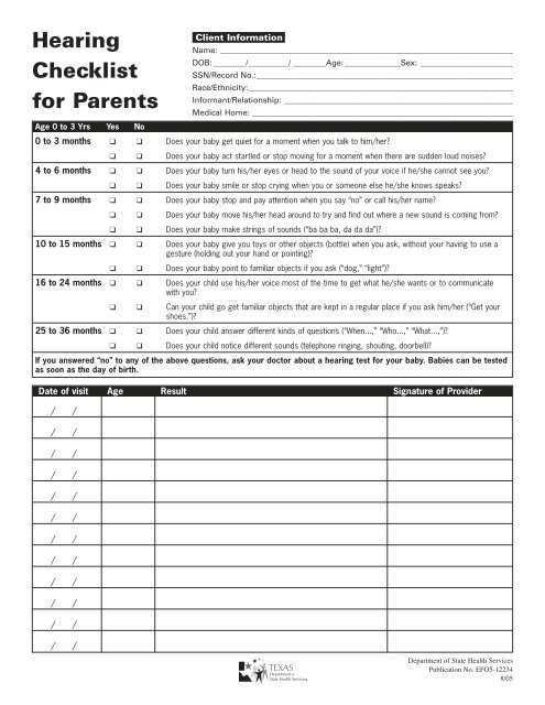37579 Hearing Checklist for Parents - Texas Department of State ...