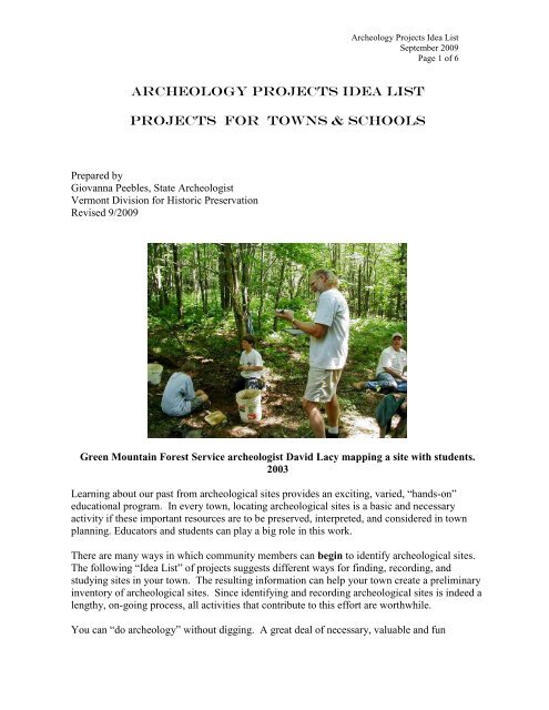 Archaeology Projects Idea List