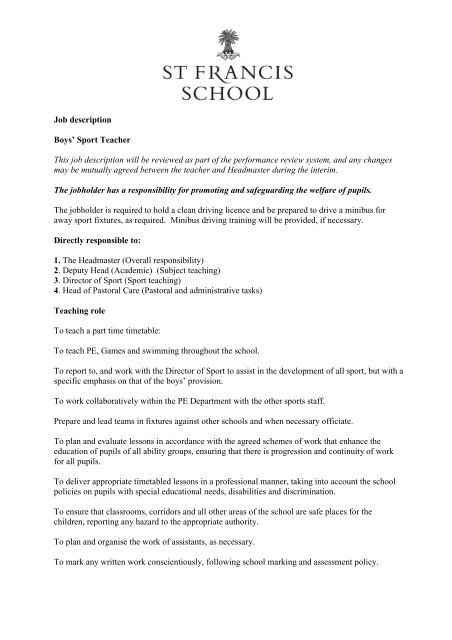 St Francis School Standard Letter Template