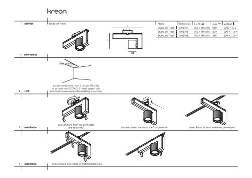 track installation installation dimensions technics 1 2 3 4 L x ... - Kreon