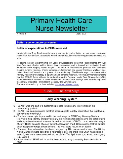 Primary Health Care Nurse Newsletter - Tairawhiti Nurses Portal