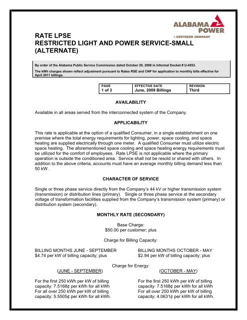 RATE LPEM - Alabama Power