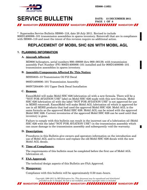 SERVICE BULLETIN - MD Helicopters