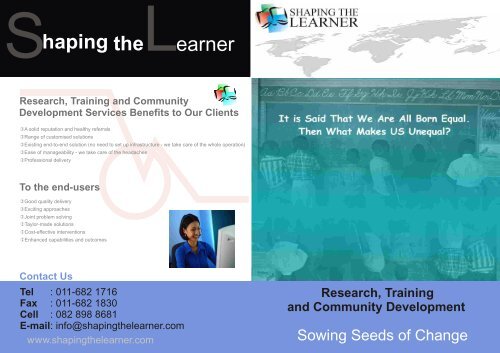 Better Overview of Shaping the Learner