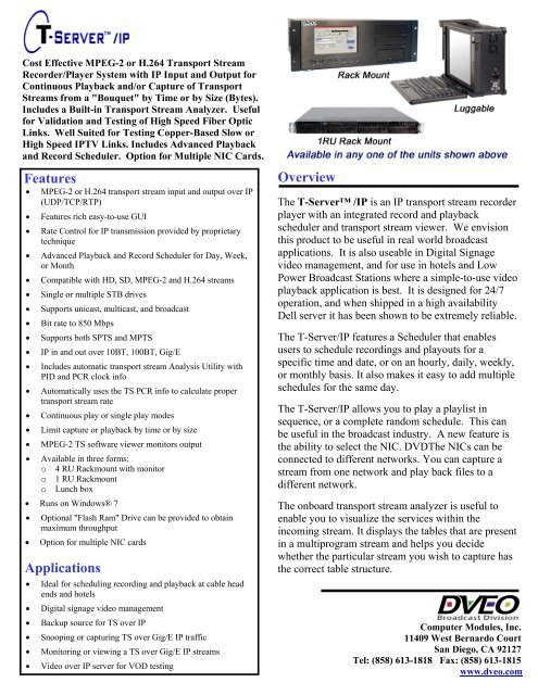 T-Server IP Datasheet - Dveo.com
