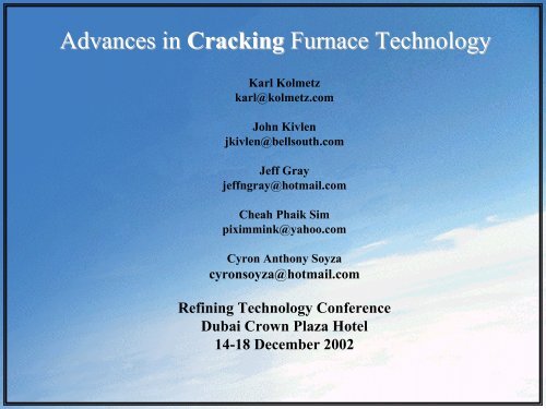 Advances In Cracking Furnace Technology