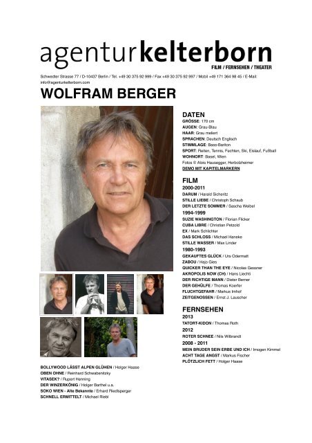 WOLFRAM BERGER - Agentur Kelterborn