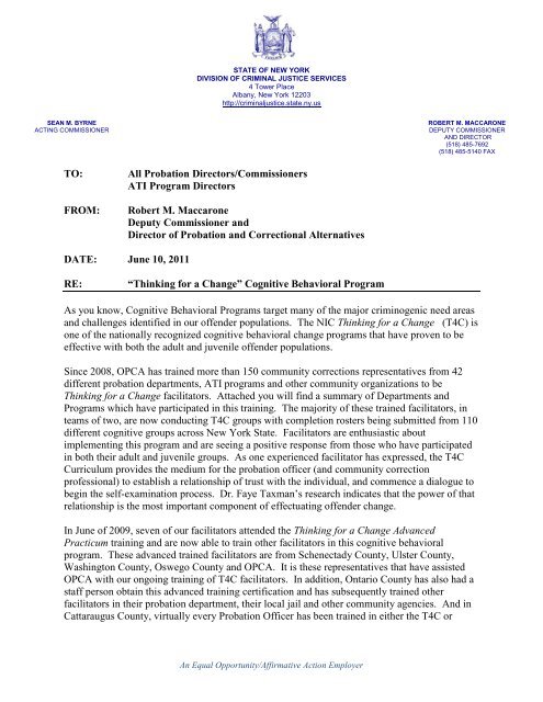 Thinking for a Change (T4C) Cognitive Behavioral Program Training