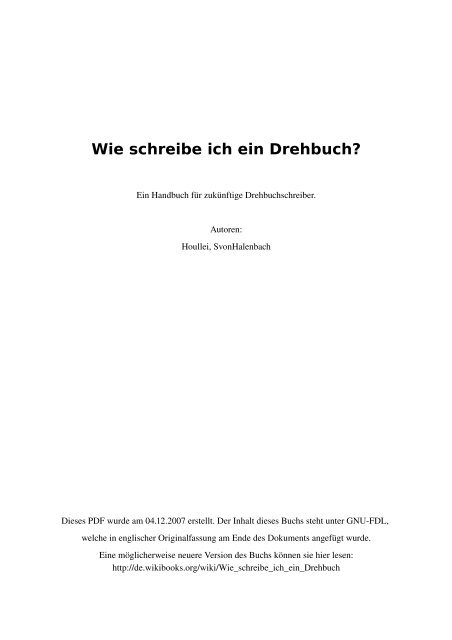 Wie schreibe ich ein Drehbuch? - Wikimedia