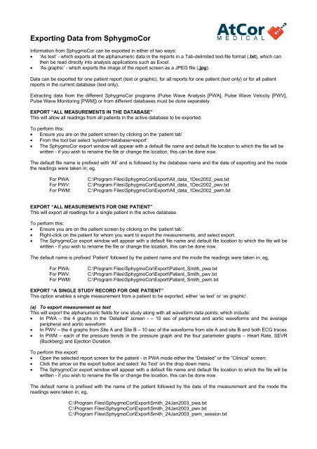 Exporting Data from SphygmoCor - AtCor Medical