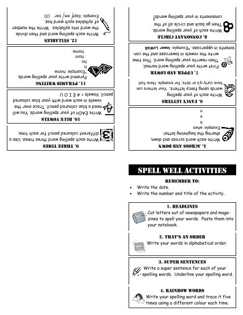 SPELL WELL ACTIVITIES - Teaching Ideas