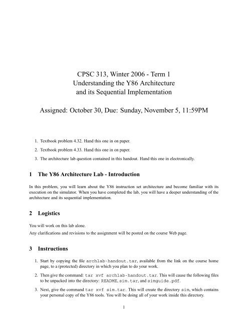 CPSC 313, Winter 2006 - Term 1 Understanding ... - Ugrad.cs.ubc.ca