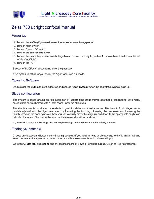 Zeiss LSM 510 confocal manual - Duke University Light Microscopy ...