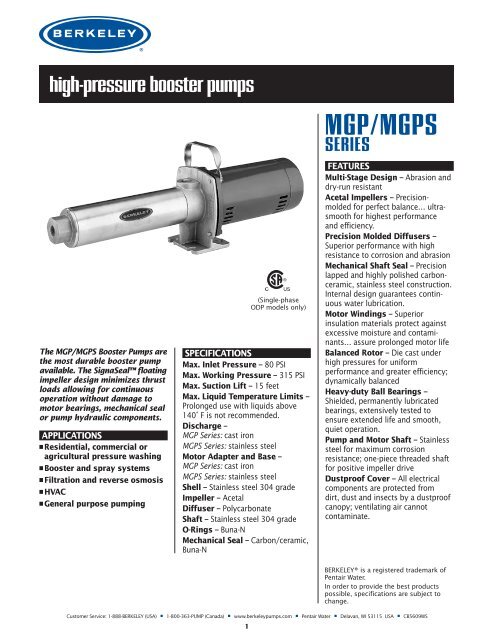 MGP & MGPS Series (Specifications) - EDS Pumps & Water ...