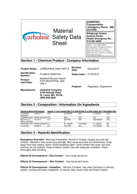 Carboxane 2000 MSDS - Carboline