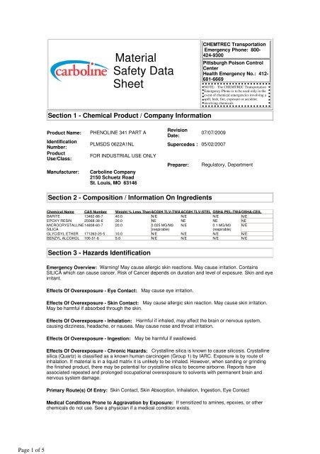 Material Safety Data Sheet - Carboline