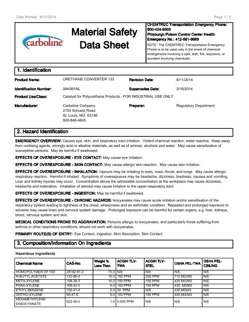 urethane converter 133 - Carboline