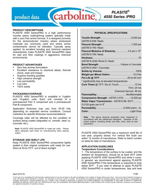 PLASITE 4550 Series /PRG - Carboline