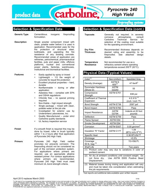 Pyrocrete 240 High Yield - Carboline
