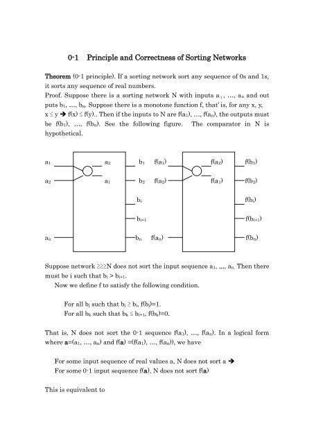 0-1 Principle and Correctness of Sorting Networks