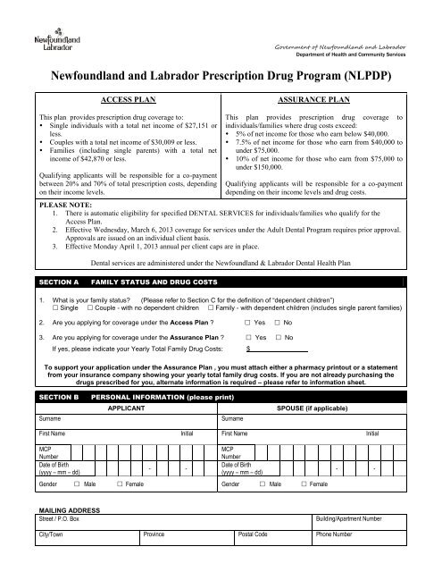 Prescription Drug Program Application Form - Government of ...