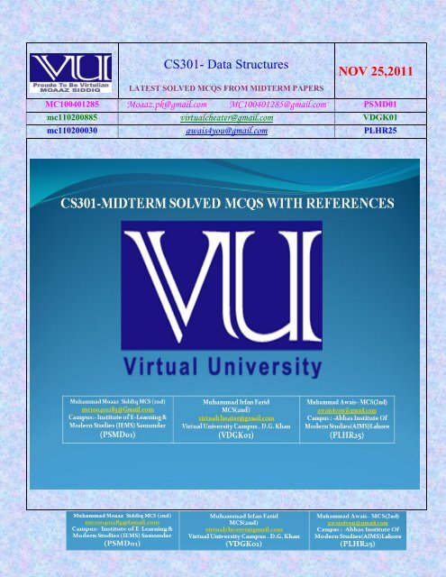 CS301-MIDTERM-SOLVED- MCQS.pdf - vuZs CS301-MIDTERM-SOLVED- MCQS.pdf - vuZs