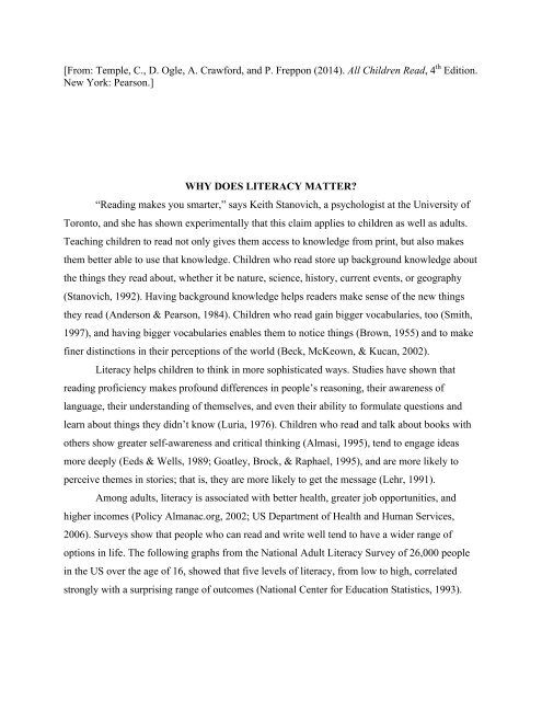 Why Does Literacy Matter?