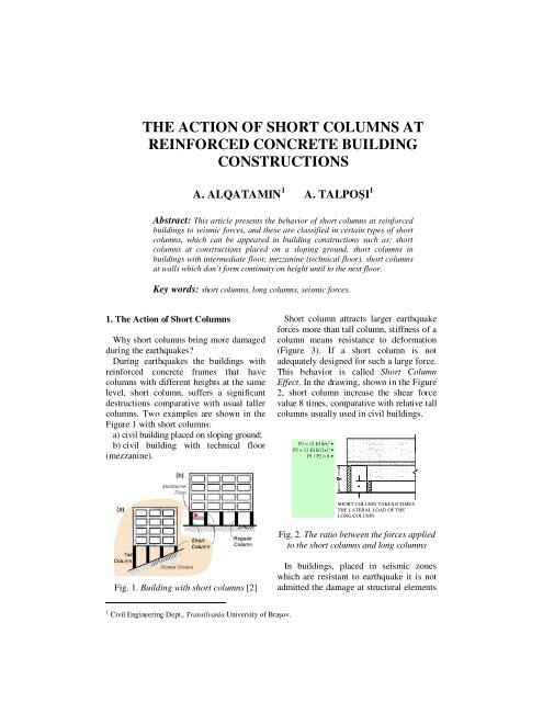 The Action of Short Columns at Reinforced Concrete