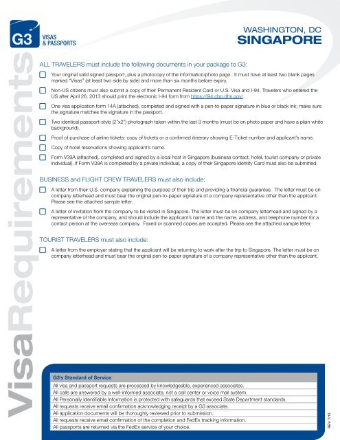 Visa Requirements - G3 Visas & Passports