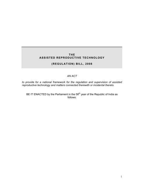 1 THE ASSISTED REPRODUCTIVE TECHNOLOGY ... - PRS